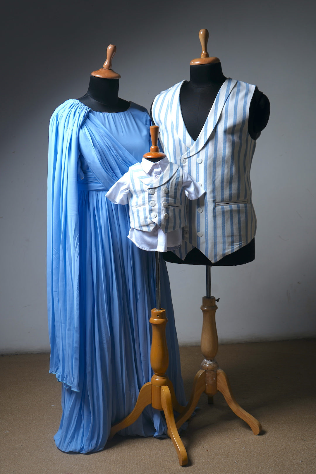 Powder Blue & Ivory Family Combo Dress – Elegant Matching Outfit for ...