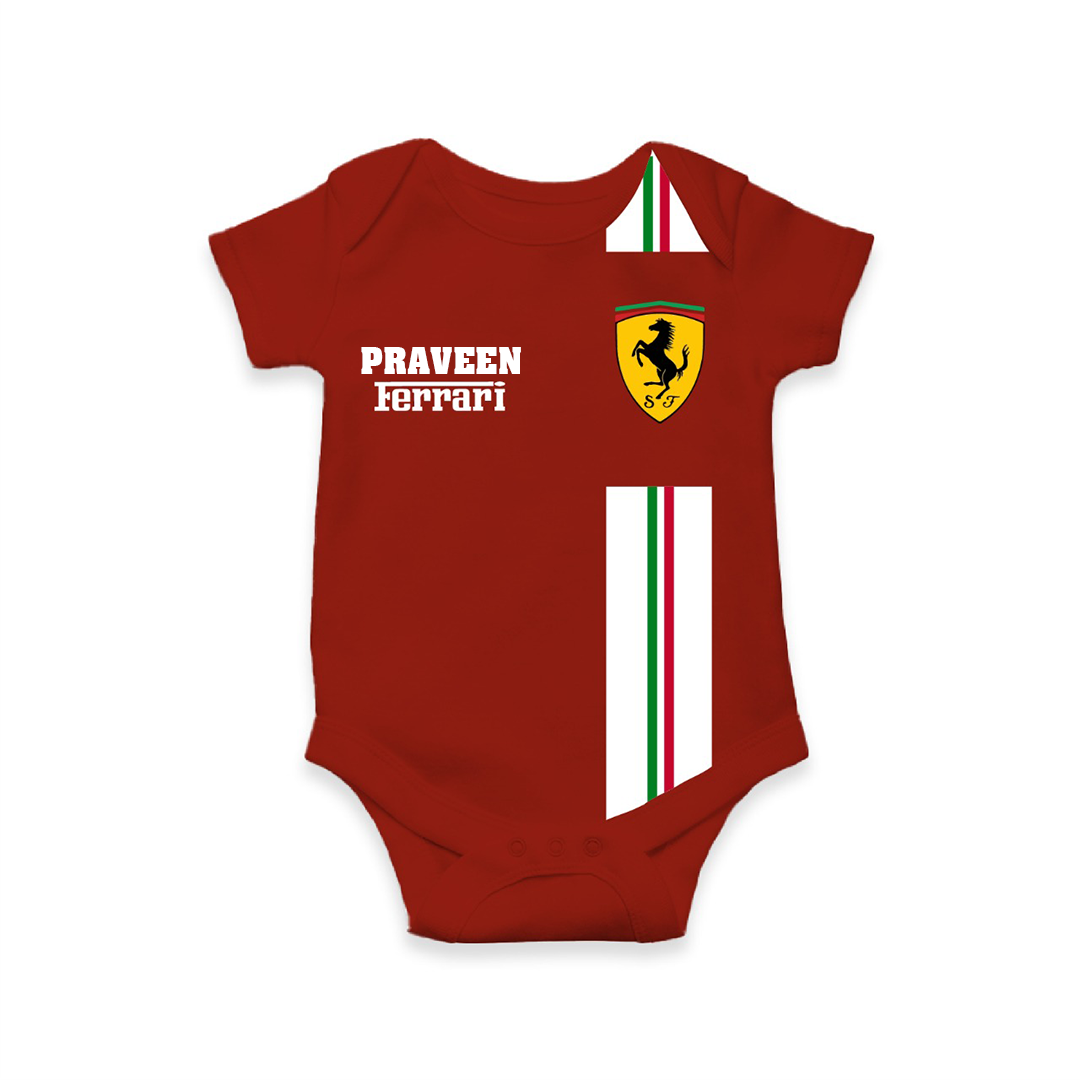 Mini Ferrari Racer Baby Romper – Personalized Race Outfit – Anveshana ...
