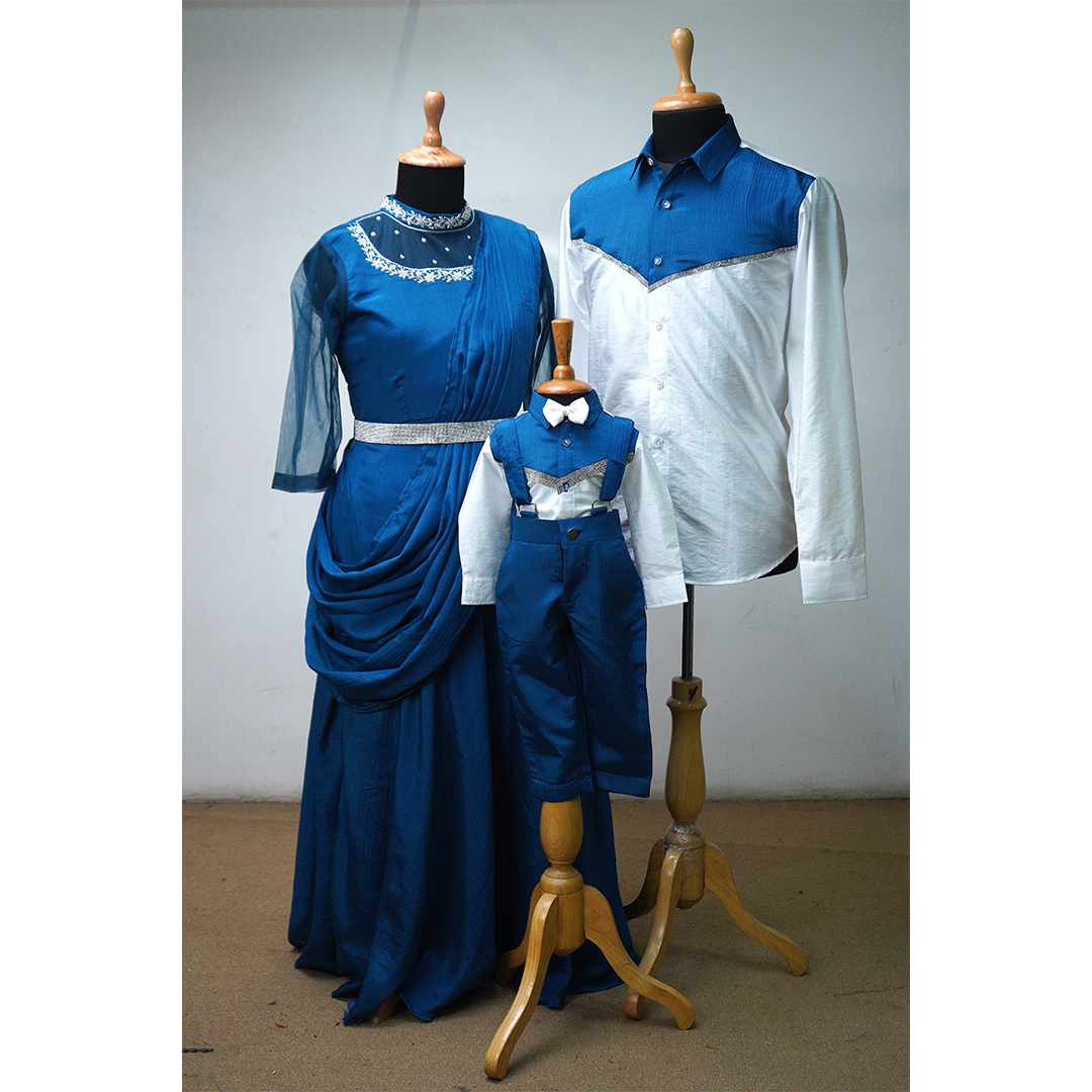 Royal Blue & White Coordinated Family Outfit Set – Ethnic Wear for ...