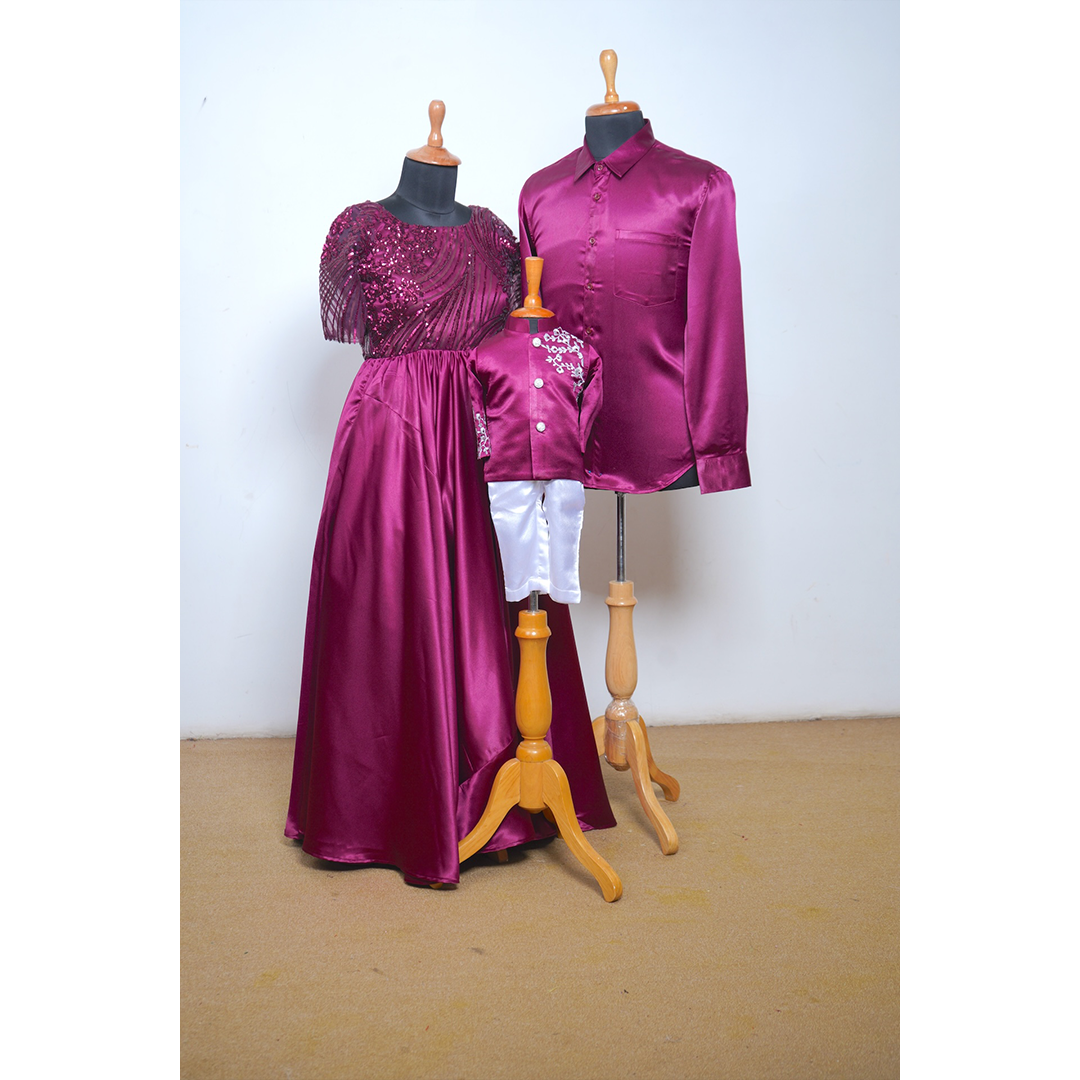 Elegant Wine Family Matching Outfit Set – Coordinated Family Wear ...