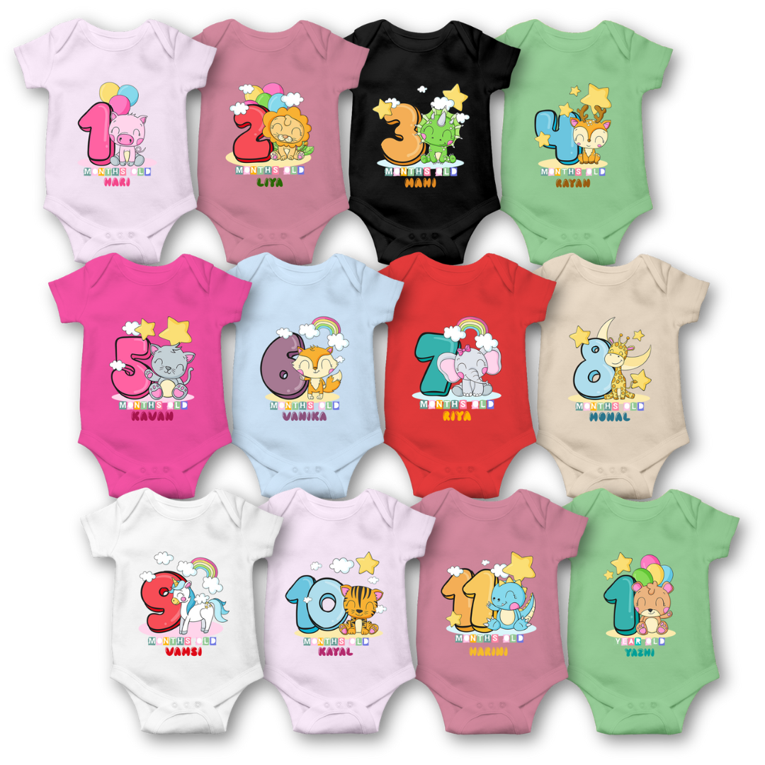 "12-Month Milestone Baby Romper Pack" – Anveshana Clothing