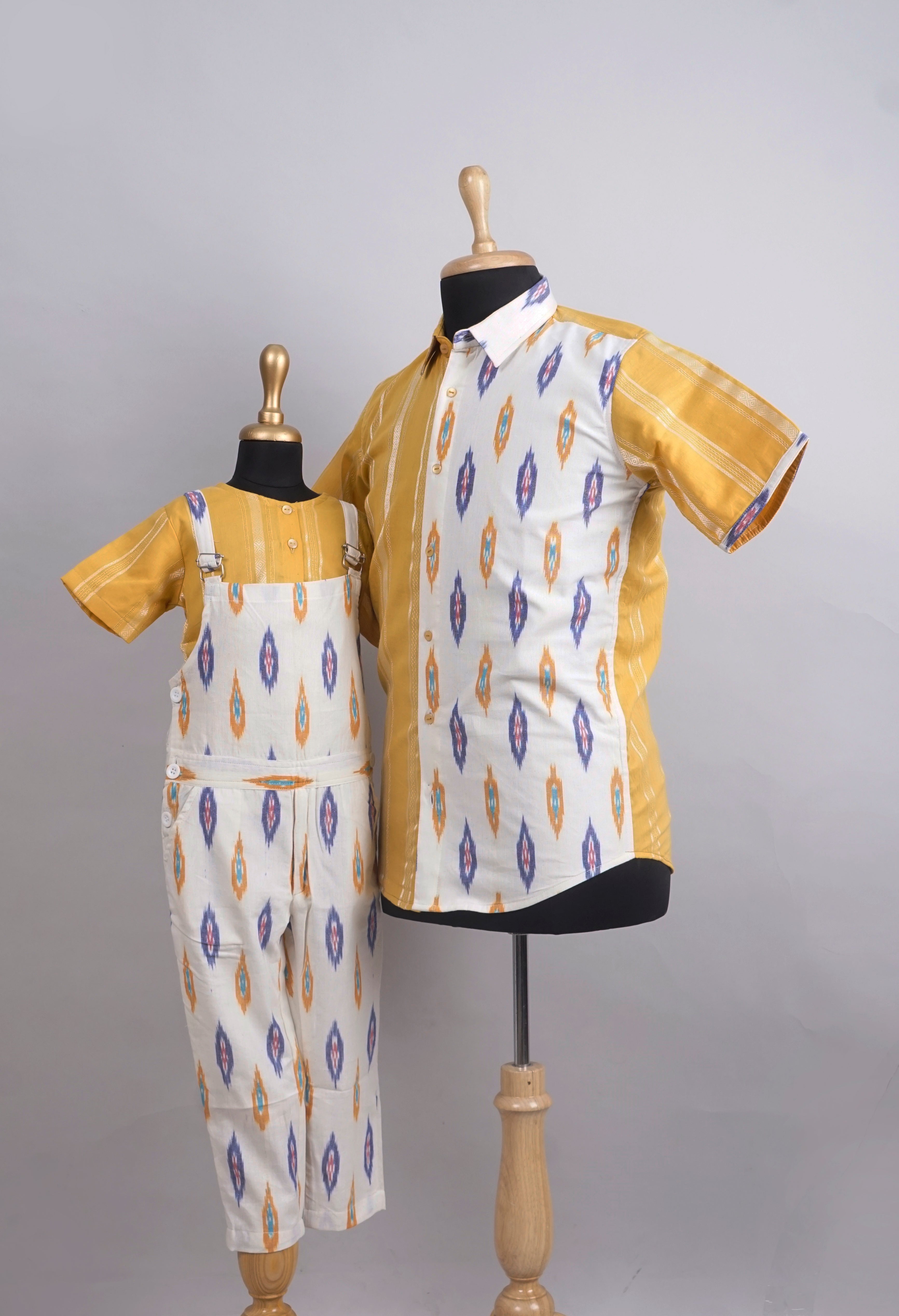 White with Yellow Dad and Son Combo Matching Set – Anveshana Clothing