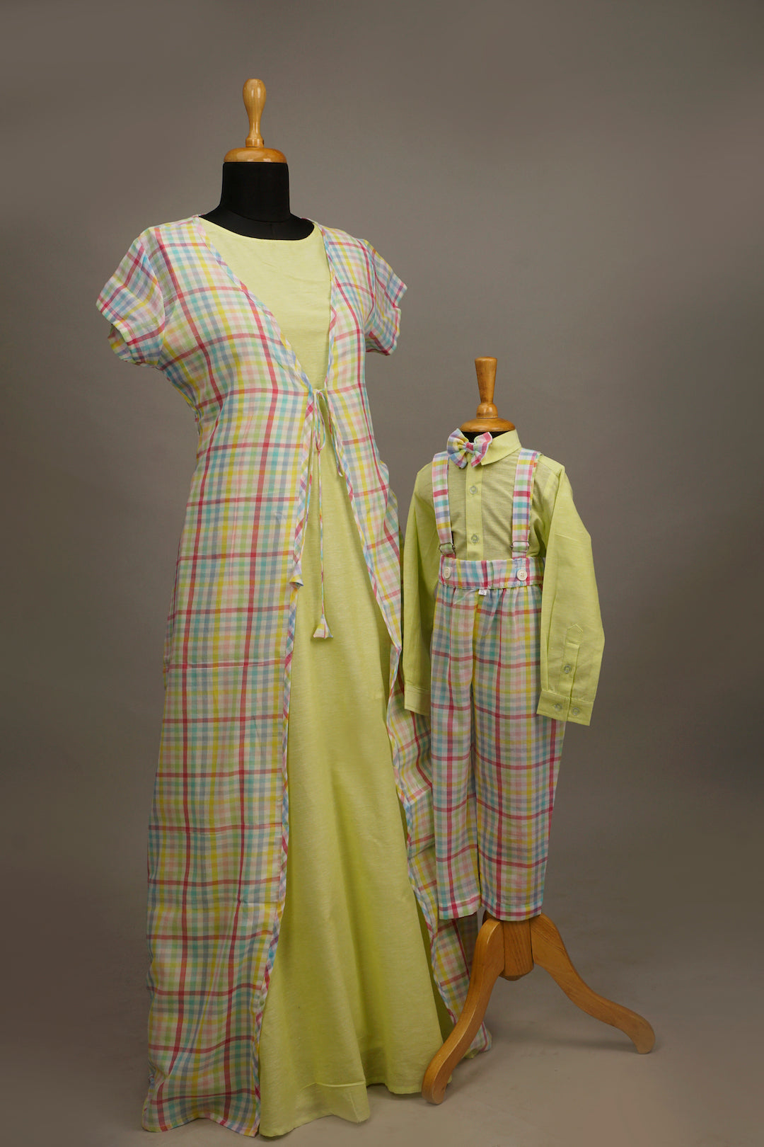Multi Color Checked Neon Mom & Son Combo Matching Set – Anveshana Clothing