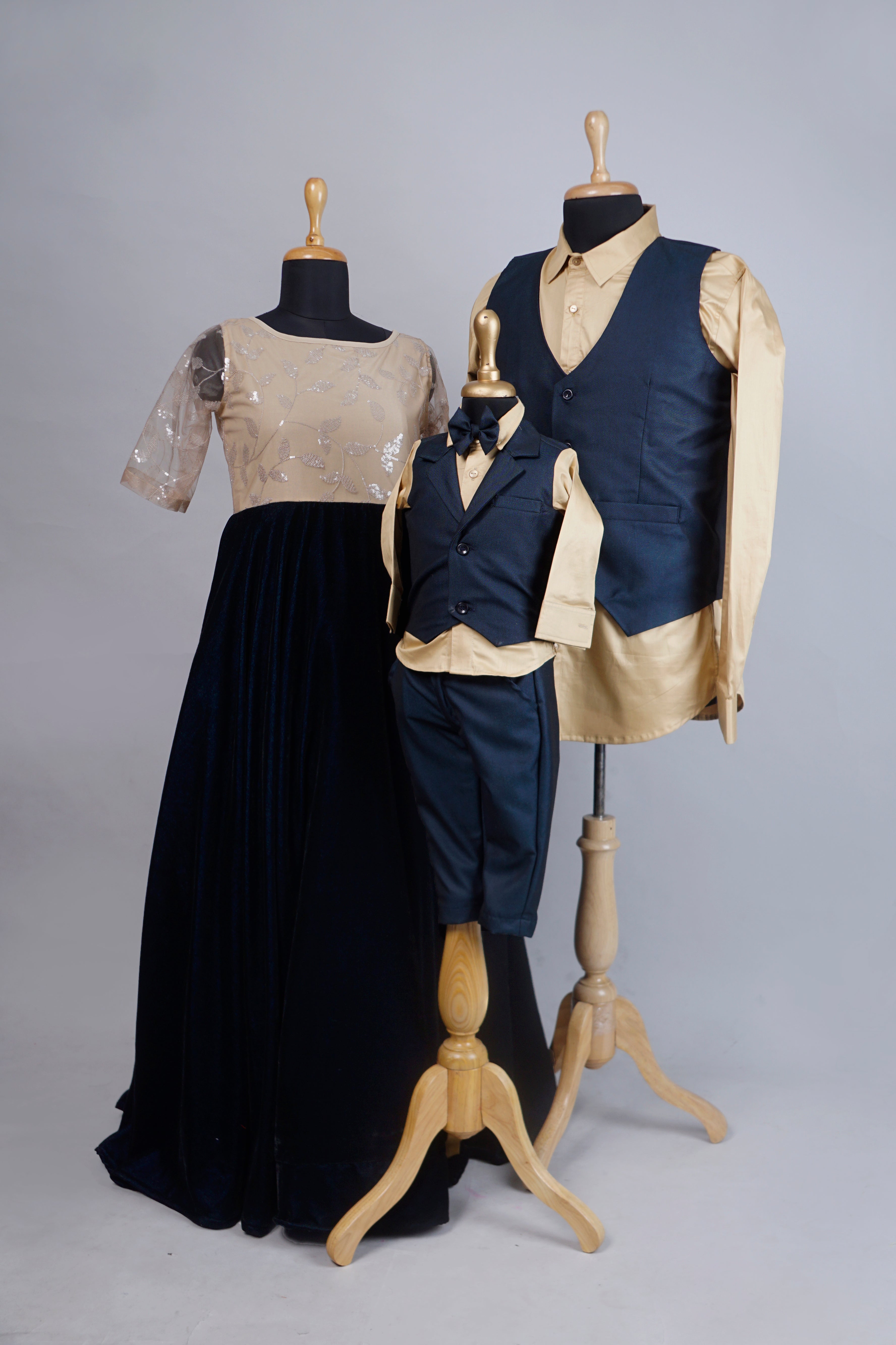 Black & Gold Formal Family Outfit Set – Elegant Gown & Matching Men’s ...