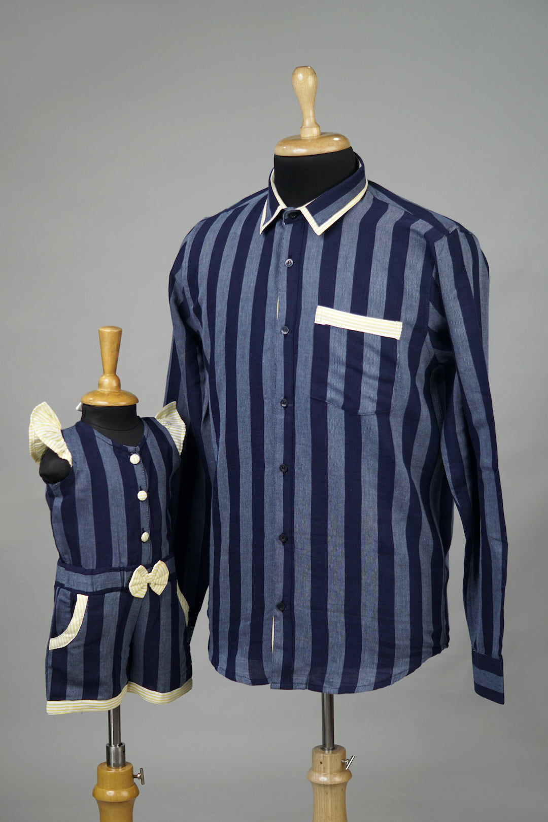 Blue Striped Yellow Dad & Son Combo Matching Set – Anveshana Clothing