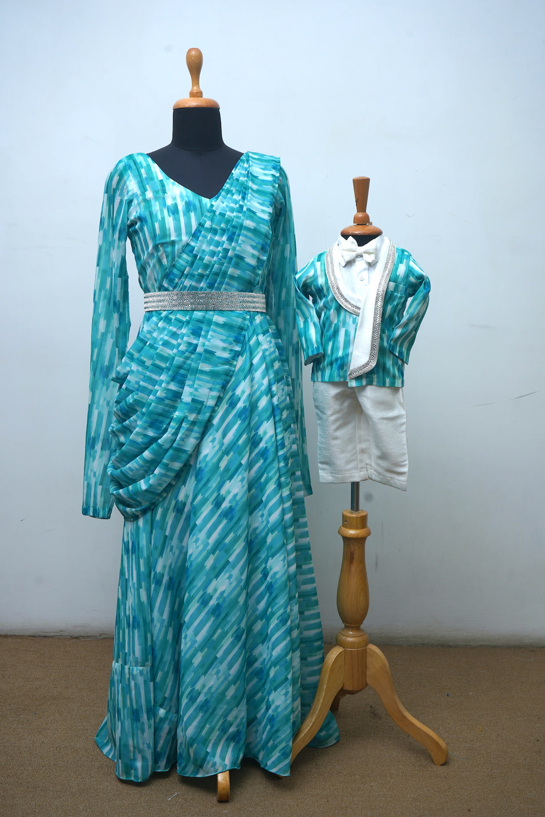 Teal Georgette Combo – Anveshana Clothing