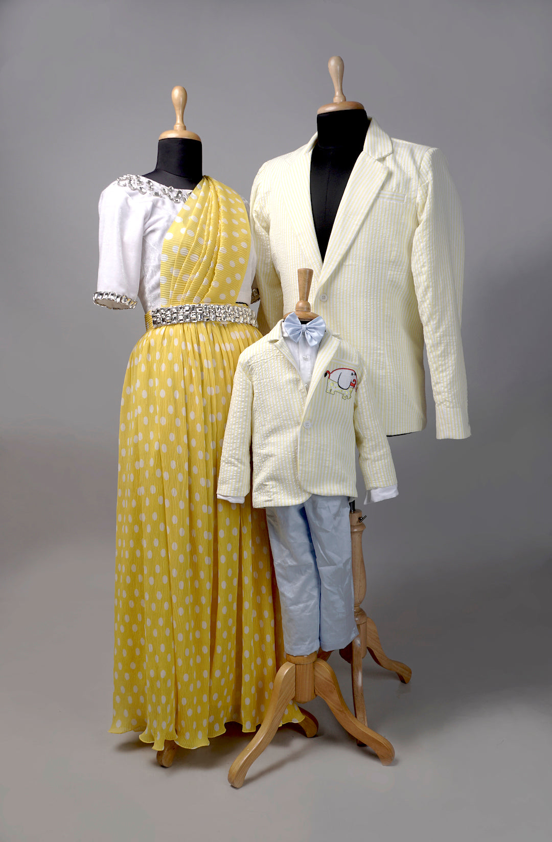 Yellow Polka Dot & Pastel Family Outfit Set – Elegant Daywear for Mom ...