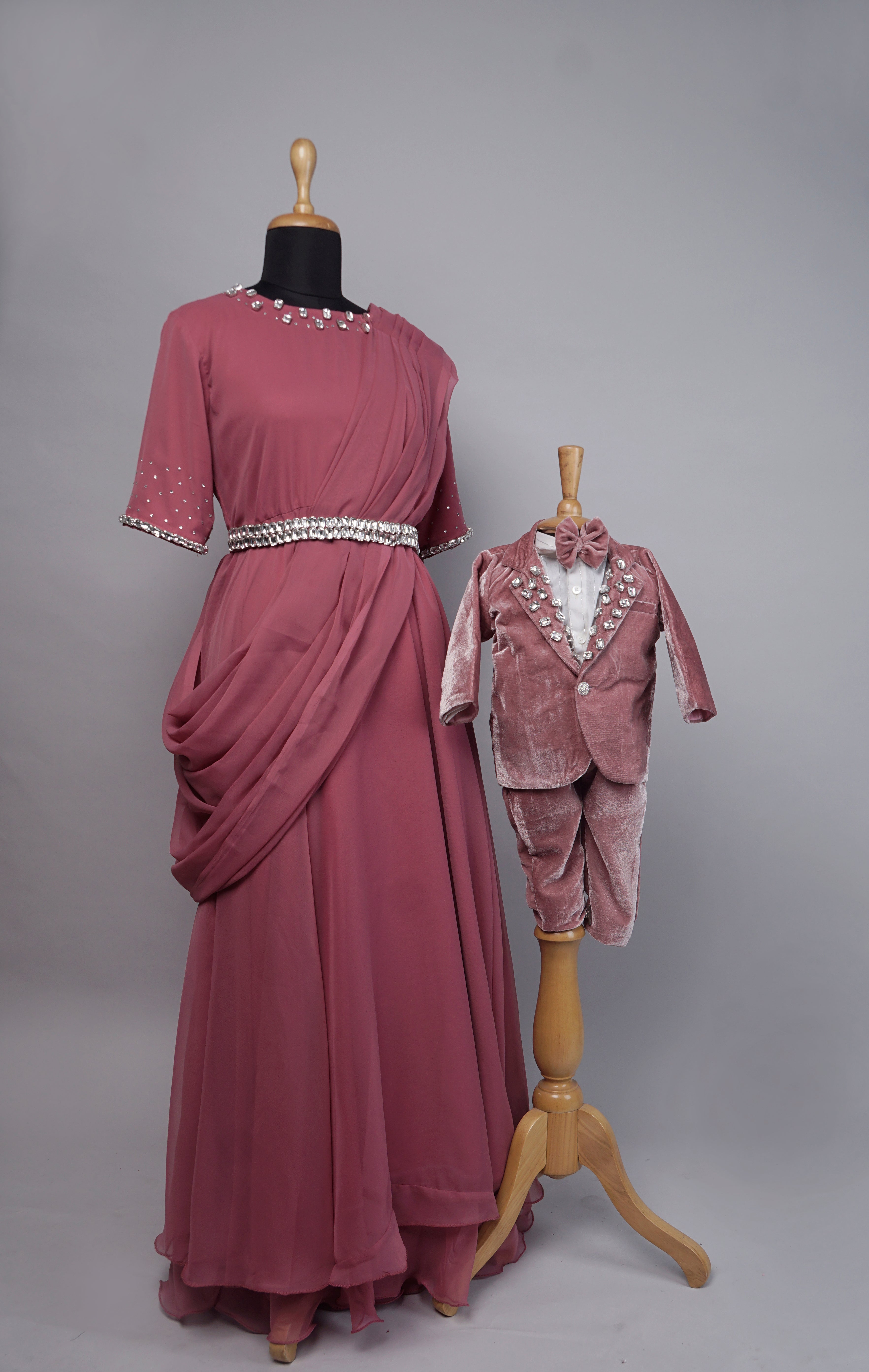 Magenta with Grey Family Combo Matching Set – Anveshana Clothing